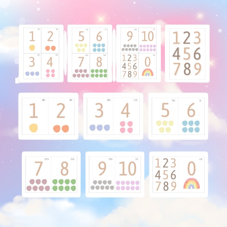 Printable Number Flashcard Educational Leaning Materials 1-10 Flashcard ...