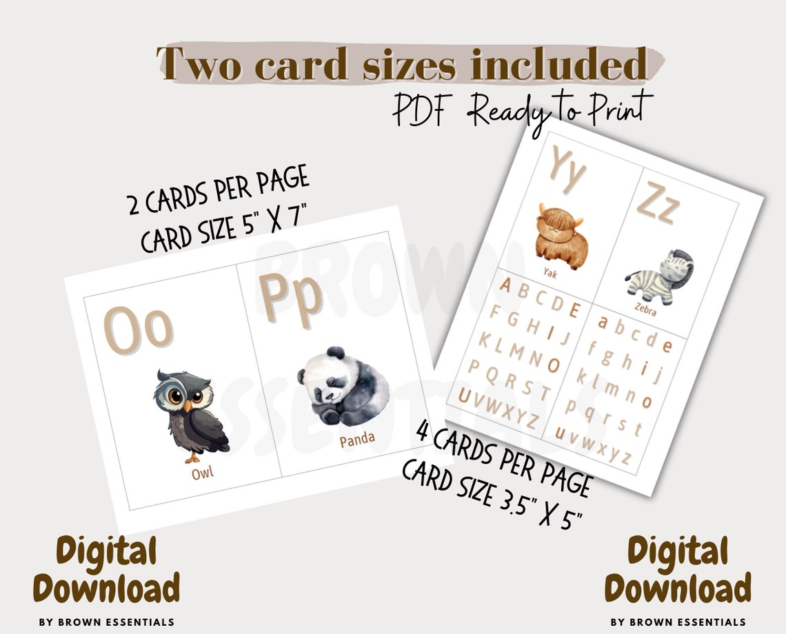 Printable PDF ABC Flash Cards Kids Educational Leaning Materials - Etsy
