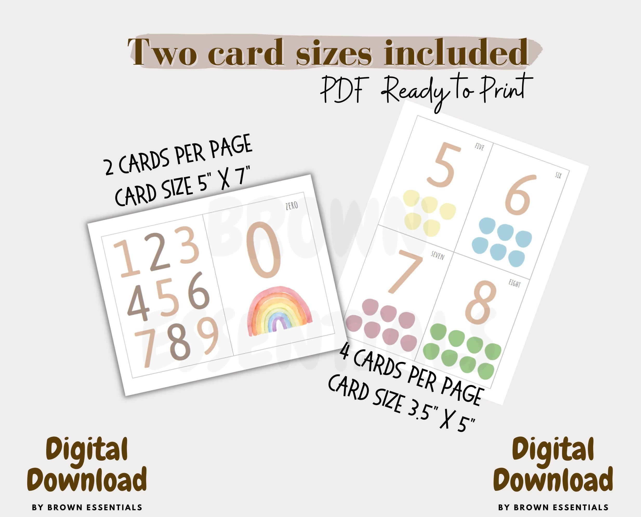 Printable PDF Number Flash Cards - Kids Educational Leaning Materials ...