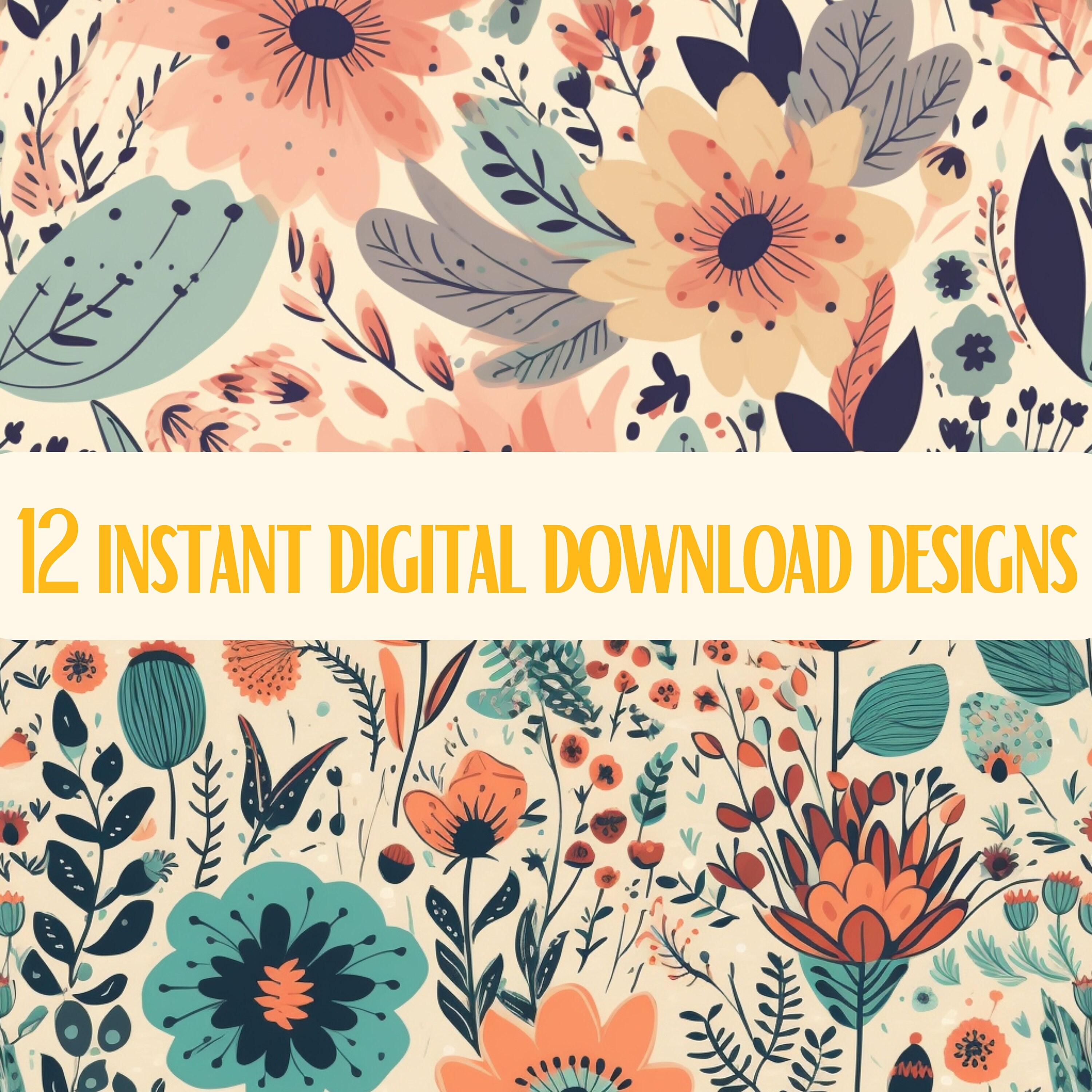 Boho Minimalist Floral Digital Paper Bundle, Muted Floral Paper ...