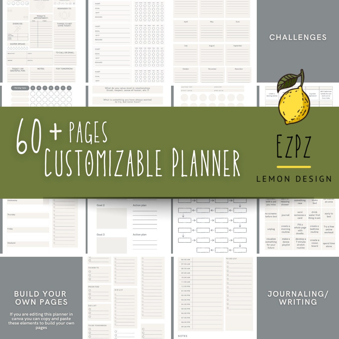 Planner Canva Template Printable Planner Digital Planner Goodnotes ...