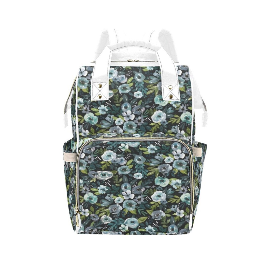 Navy Blue Floral Backpack - Etsy