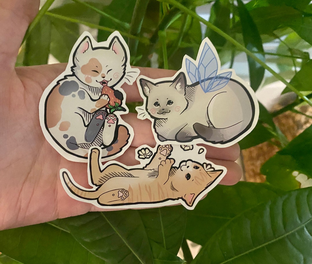 Cat Stickers Cute Waterproof Cat Sticker Set - Etsy