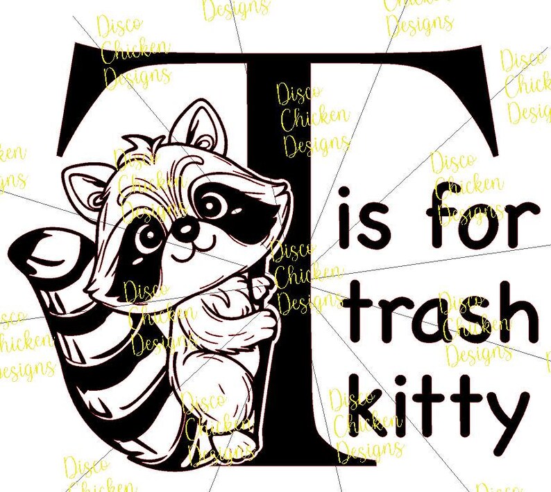 T is for Trash Kitty SVG - Etsy