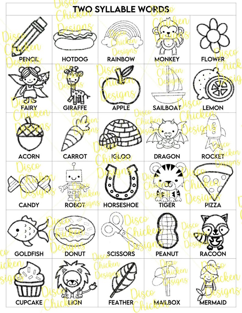 Two Syllable Words - Etsy