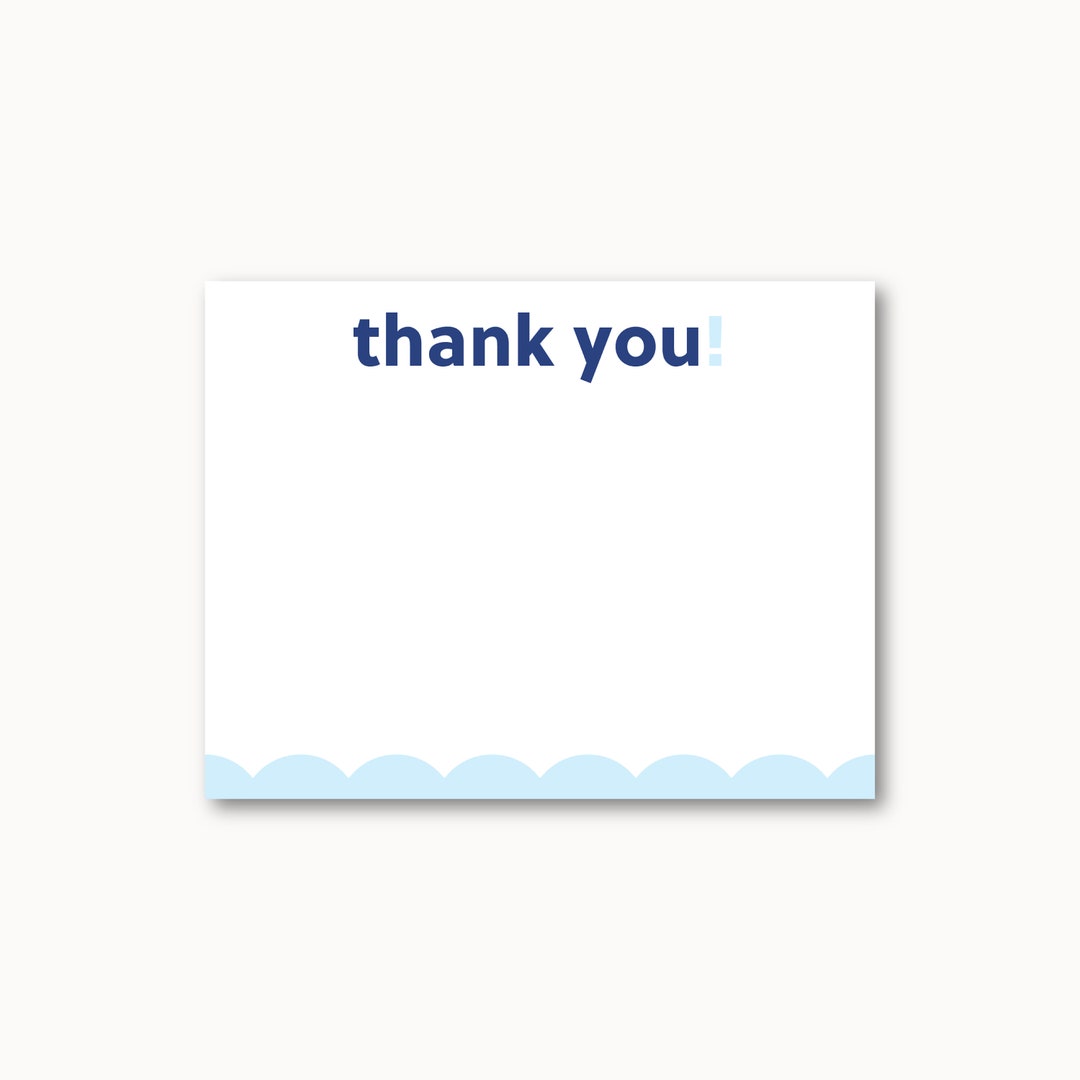 Scalloped Thank You Notecard in the Colors of Your Choice Thank You ...