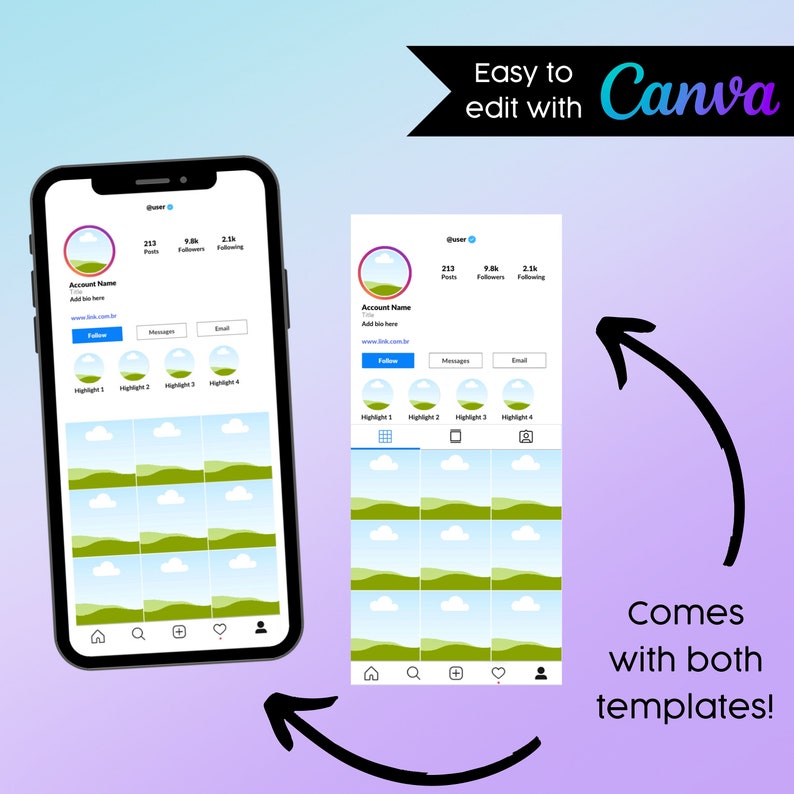 Editable Instagram Profile Template Instagram Post Layout Grid ...