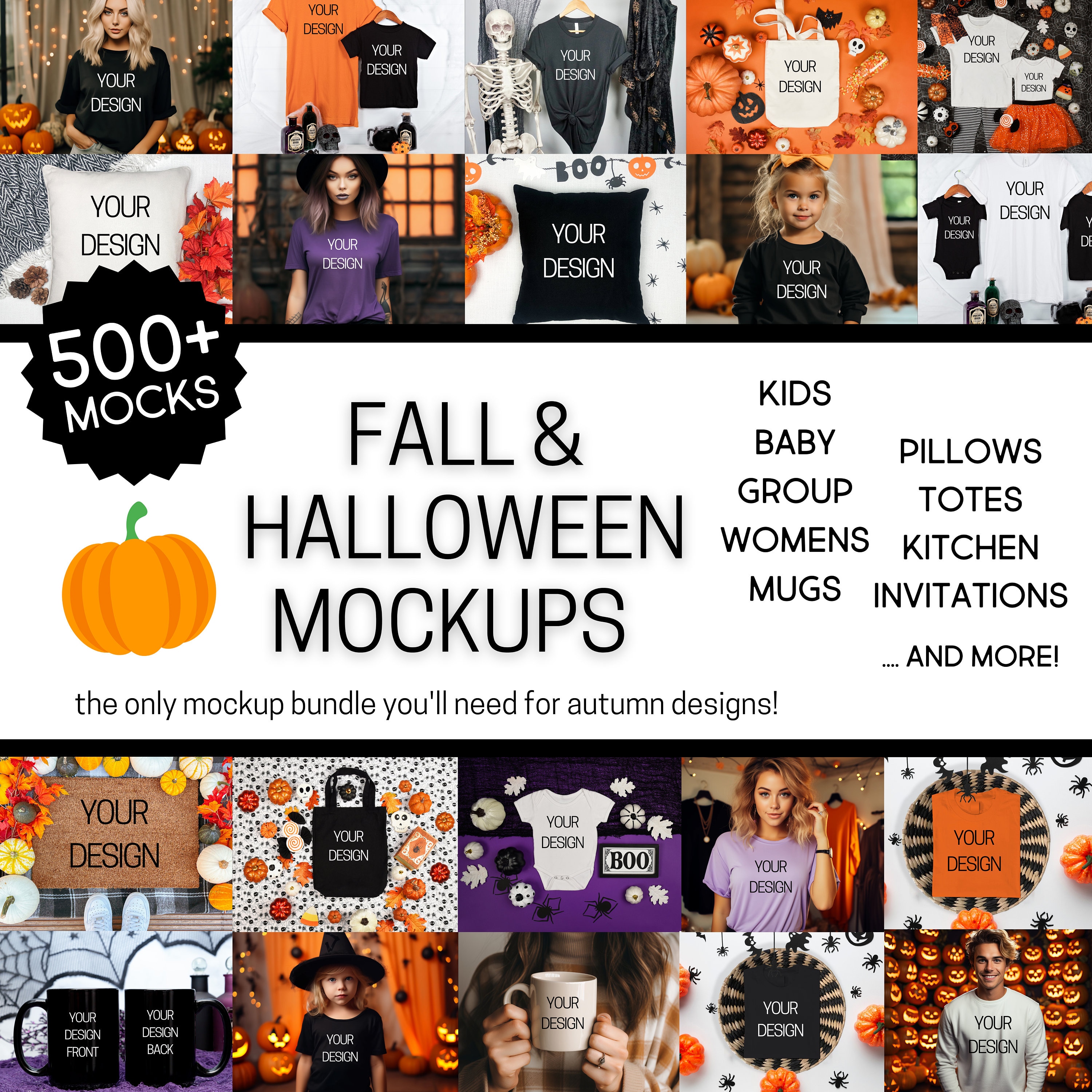 Halloween Mockup Pack, Fall Mockups, Thanksgiving Mock Up, Full Shop ...