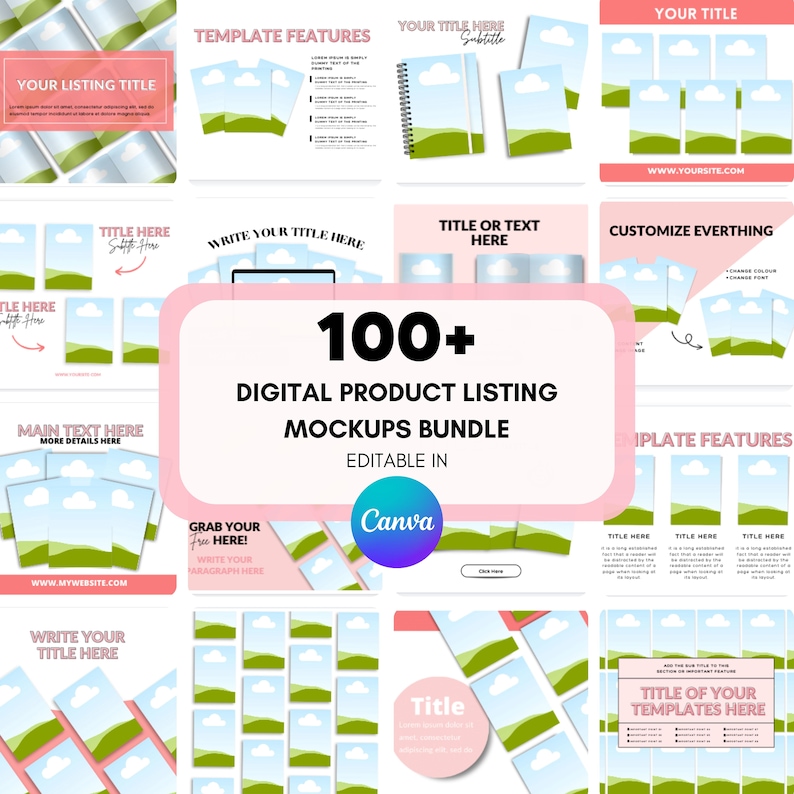 Printable Mock-ups Digital Products Canva Mockup Template Bundle, Best ...