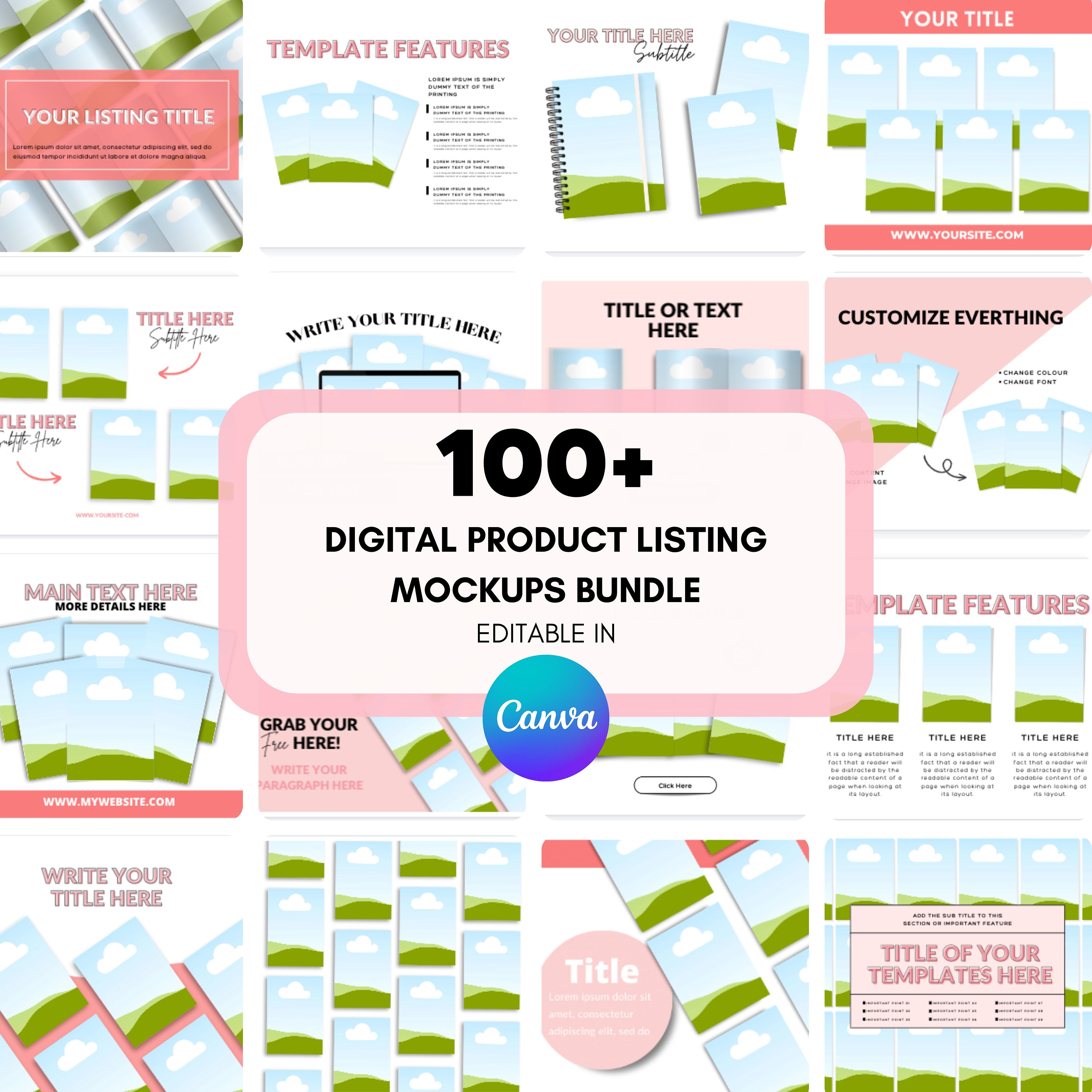 Printable Mock-ups Digital Products Canva Mockup Template Bundle, Best ...