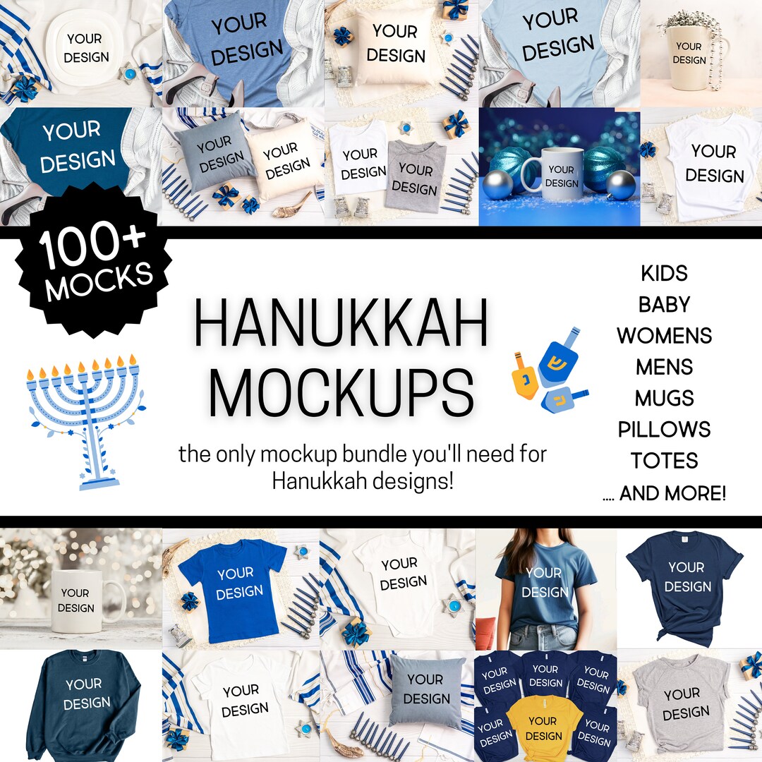 Hanukkah Mockup Bundle, Jewish Mock Ups, Chanukah Flat Lay Mock-up ...
