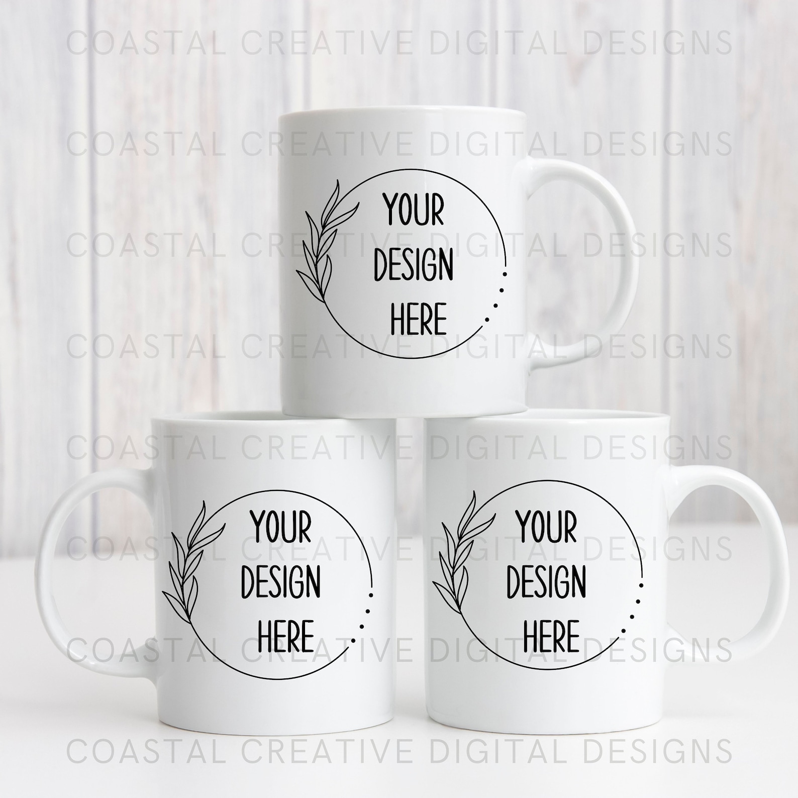 Mug Trio Mockup, Set of Mugs Mockup, Three Mugs Mock-up, Group of Mugs ...