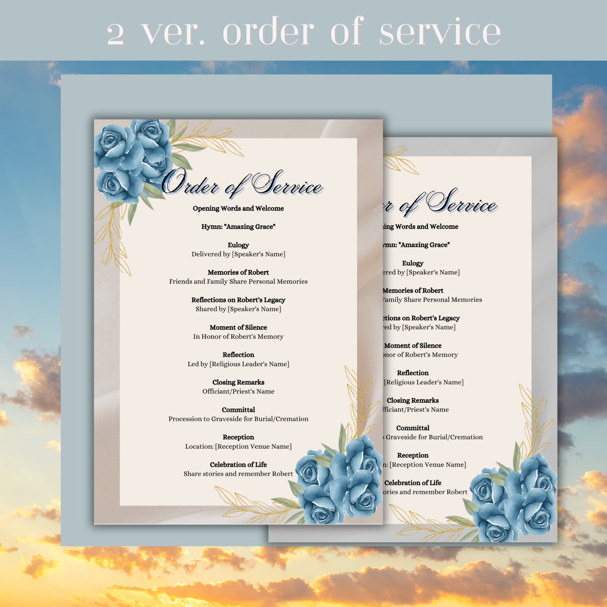 Obituary Template for Men, Funeral Program, Funeral Template ...