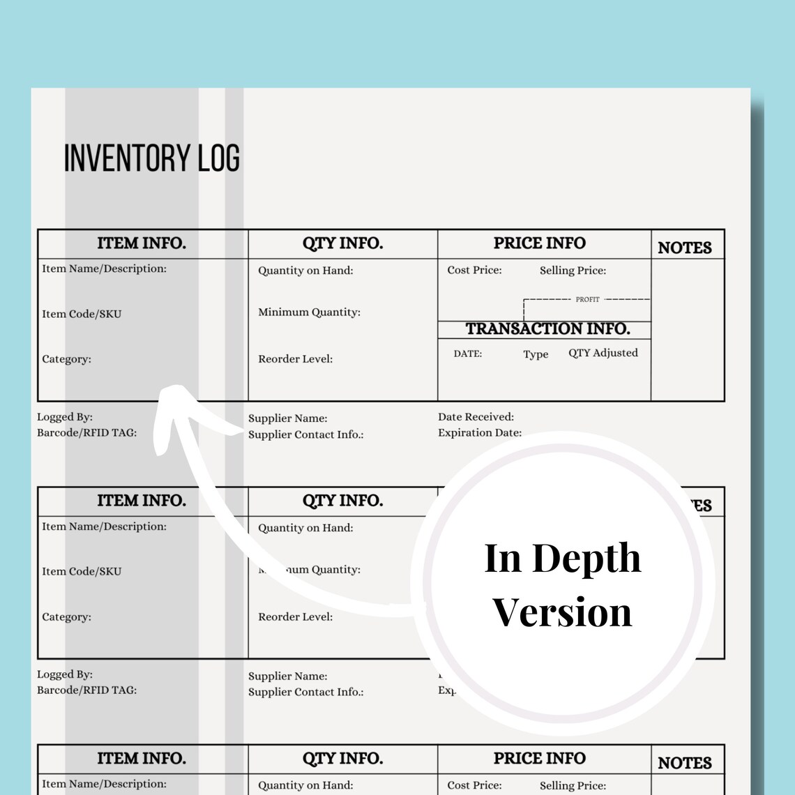 Inventory Tracker, Inventory Log, Client Tracker, Bill Tracker, Profit ...