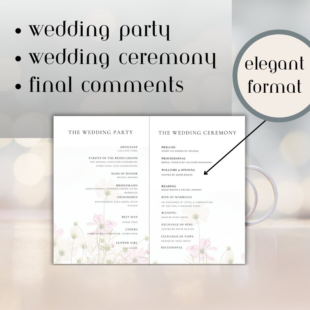 Wedding Program Template Bifold, Wedding Card, Wedding Ceremony - Etsy