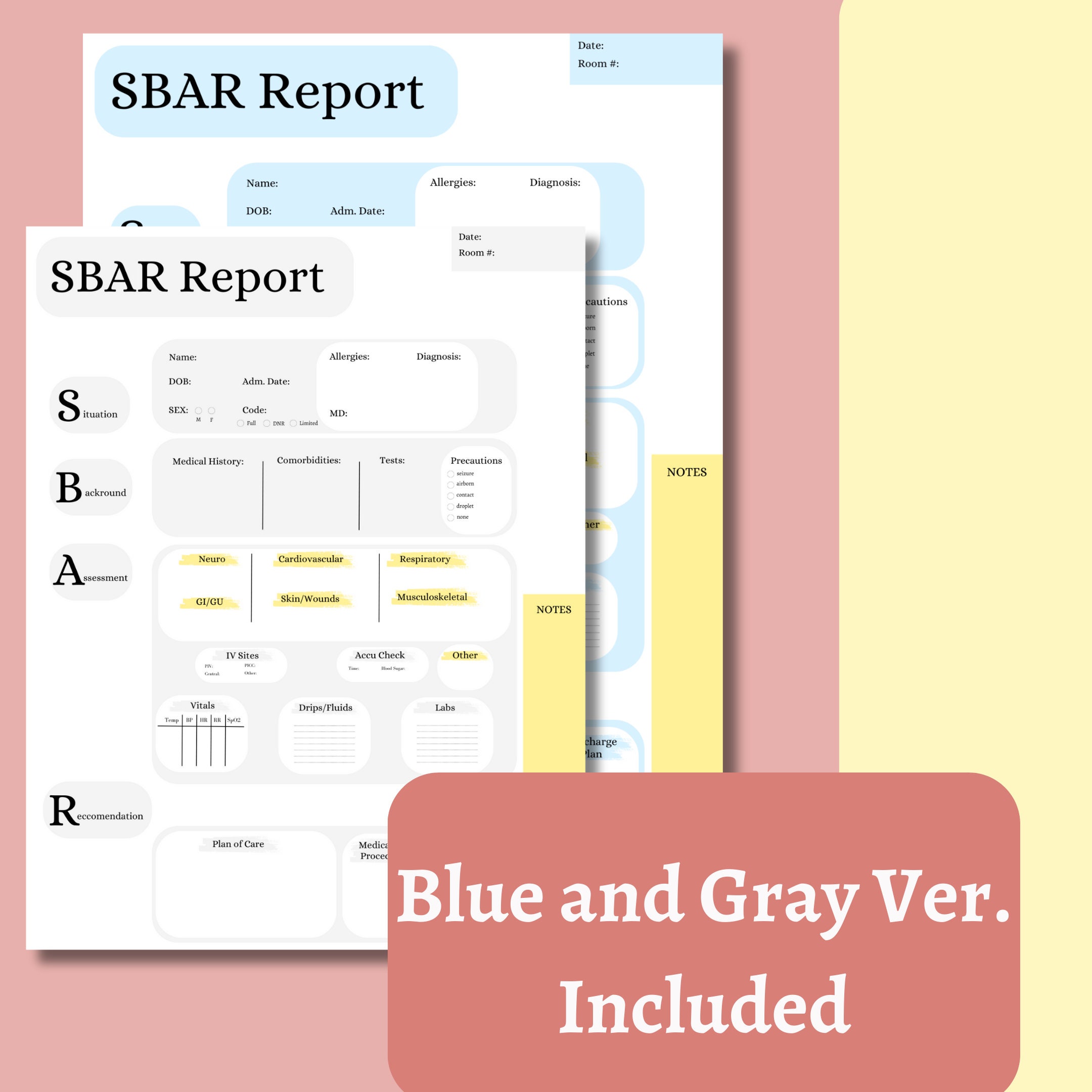SBAR Report Sheet Bundle for Nurses, Nursing Report, Patient Report ...