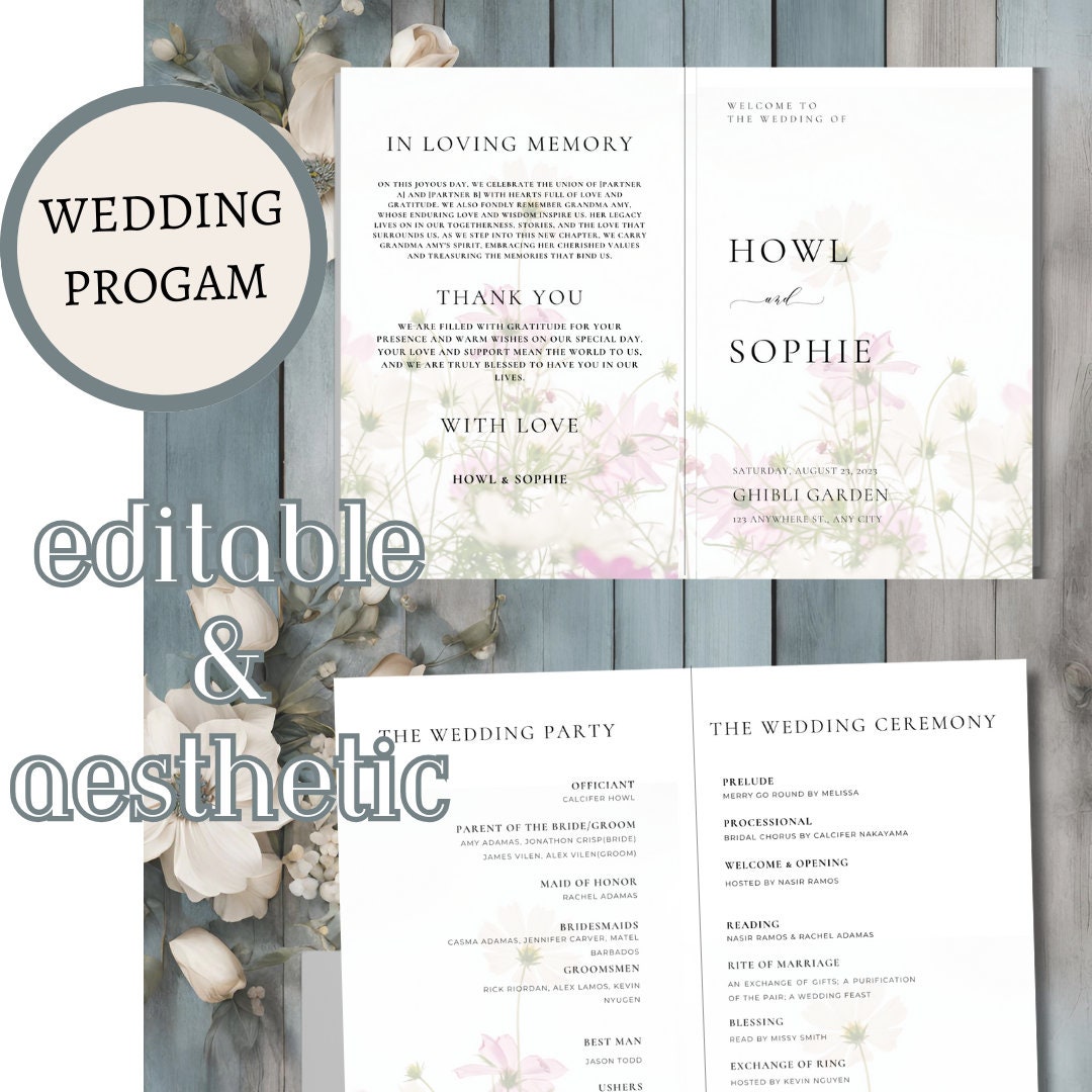 Wedding Program Template Bifold, Wedding Card, Wedding Ceremony - Etsy