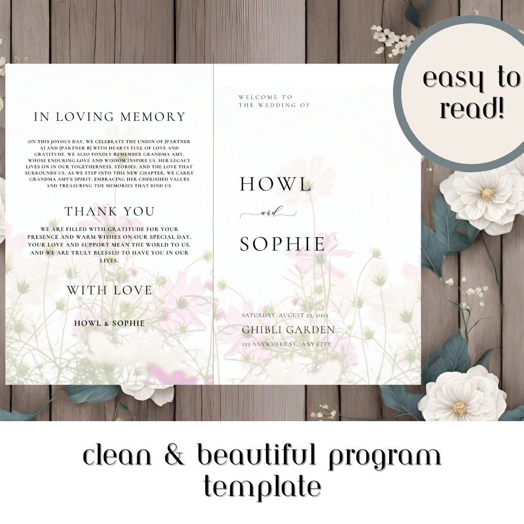 Wedding Program Template Bifold, Wedding Card, Wedding Ceremony - Etsy