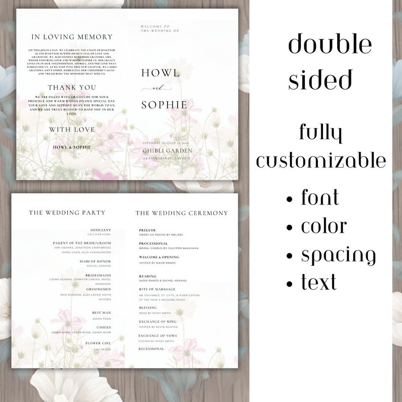 Wedding Program Template Bifold, Wedding Card, Wedding Ceremony - Etsy
