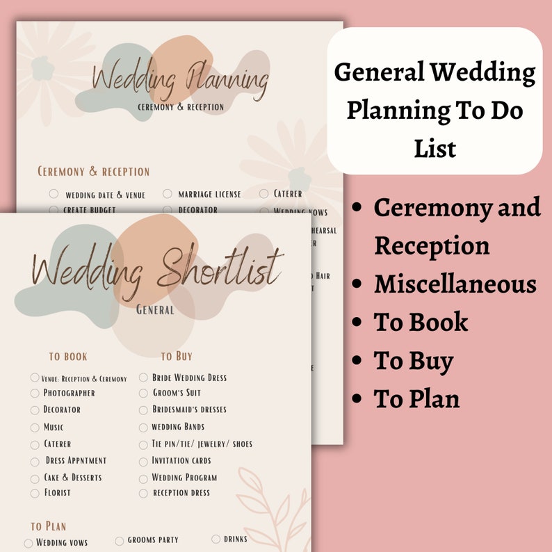 Wedding Planner, Wedding Checklist Printable, Wedding Organizer, Bride ...