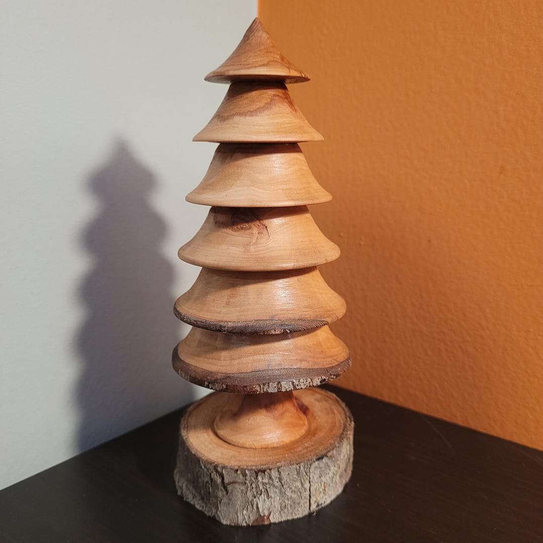 Wooden Christmas Tree Wooden Sculpture Home Décor Live Edge Tree Wooden ...