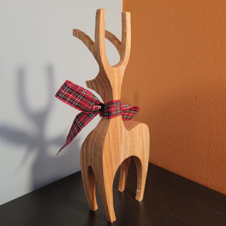Wooden Reindeer - Wooden Sculpture - Home Décor - Natural Wood Deer ...