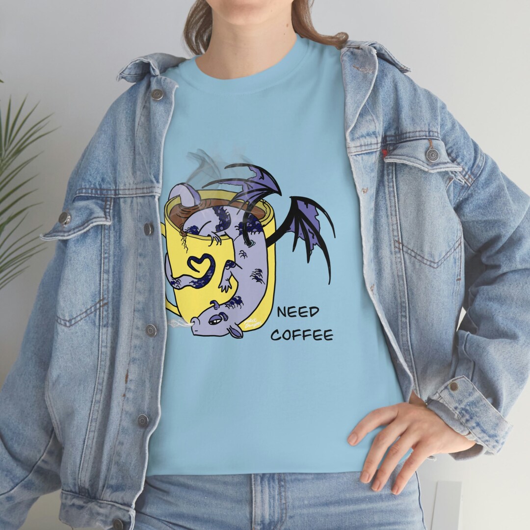 Coffee Dragon Pocket Dragon Need Caffeine Unisex Heavy - Etsy