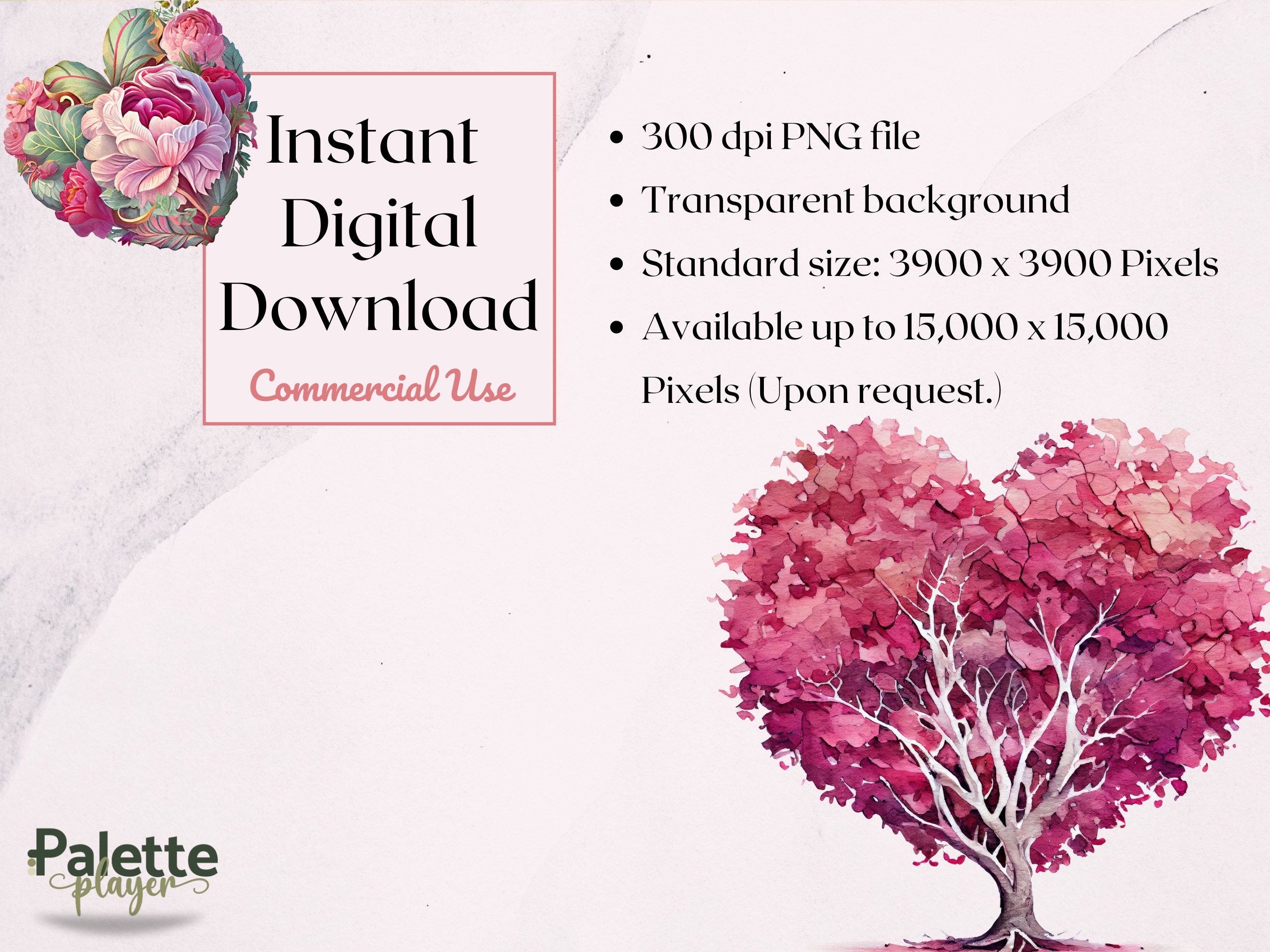 Love Tree Clipart | Watercolor | PNG Digital Downloads for Card Making ...