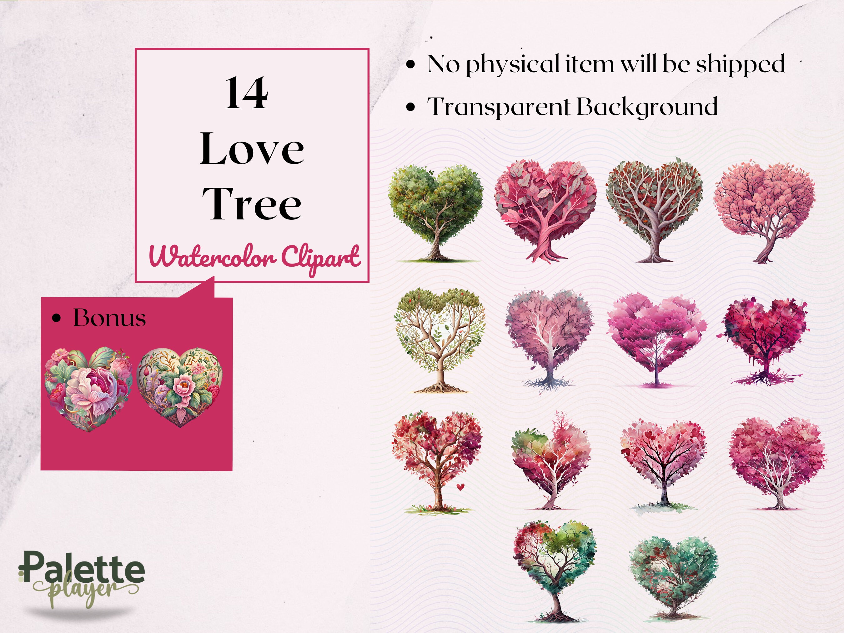 Love Tree Clipart | Watercolor | PNG Digital Downloads for Card Making ...