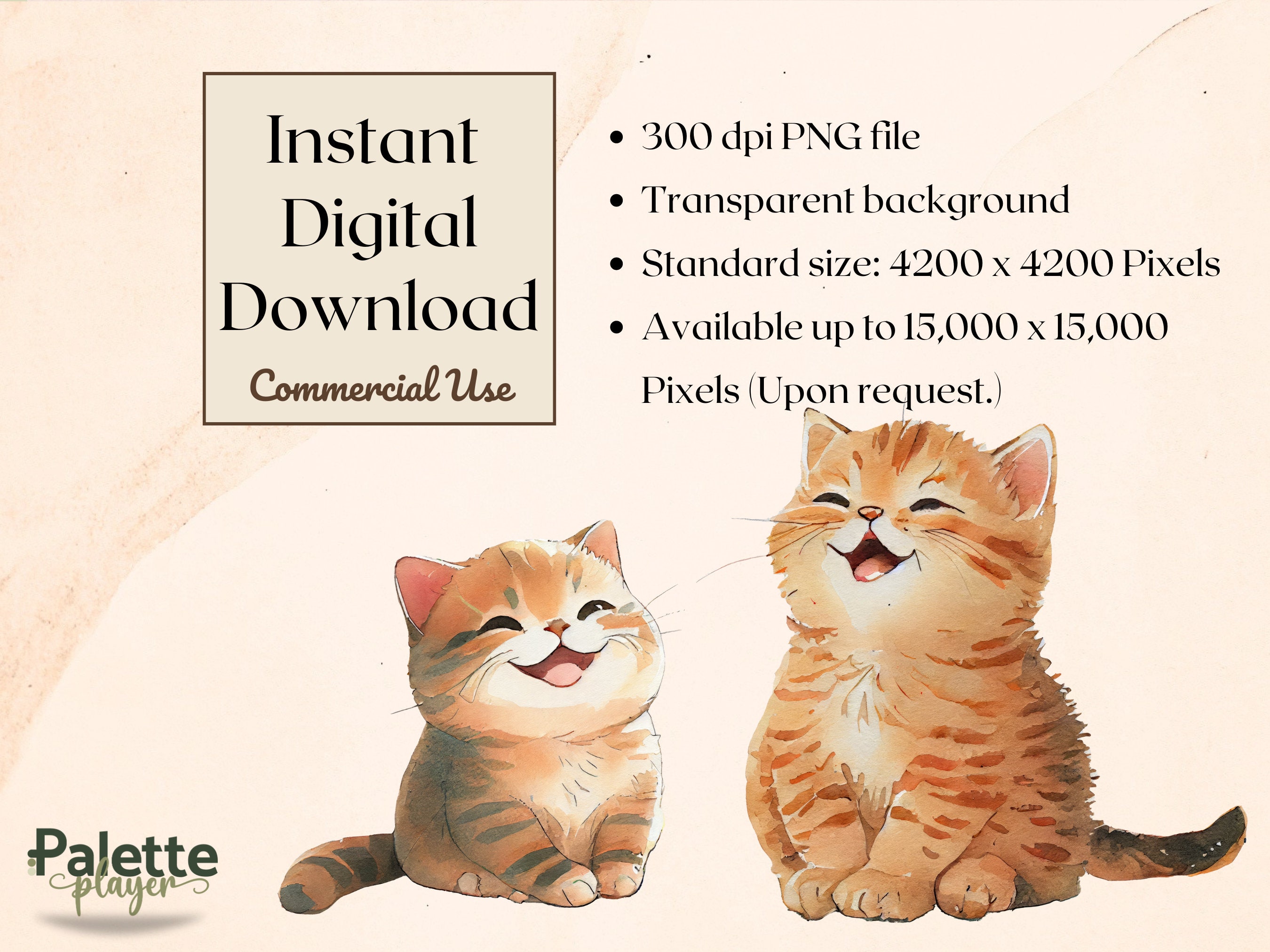 Cute Happy Kitten Clipart | Watercolor | PNG Digital Downloads for Card ...