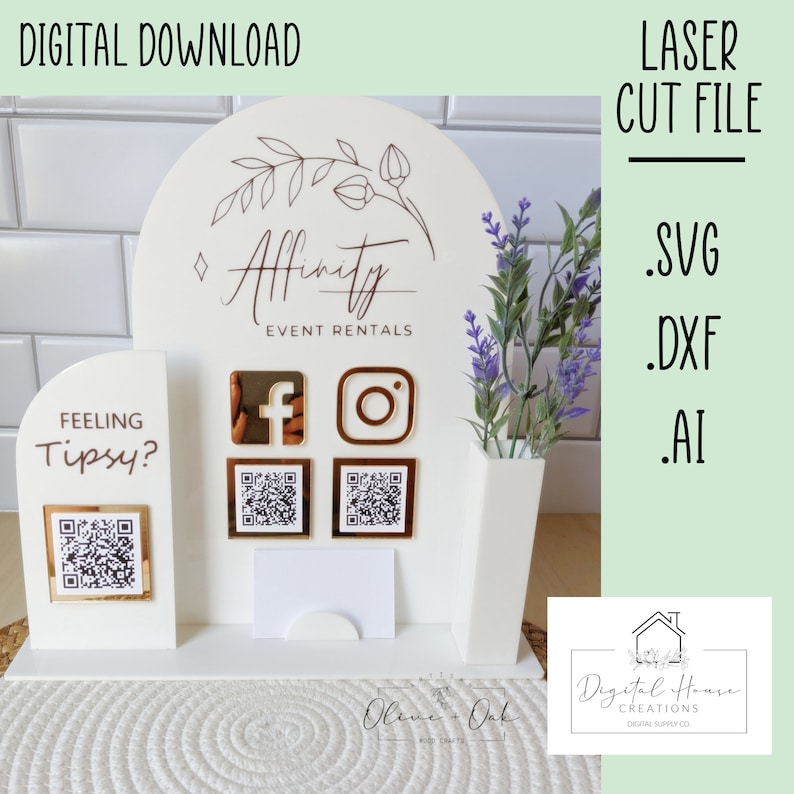 QR Code Sign Laser Cut File QR Code Sign SVG Glowforge File Scan to Pay ...