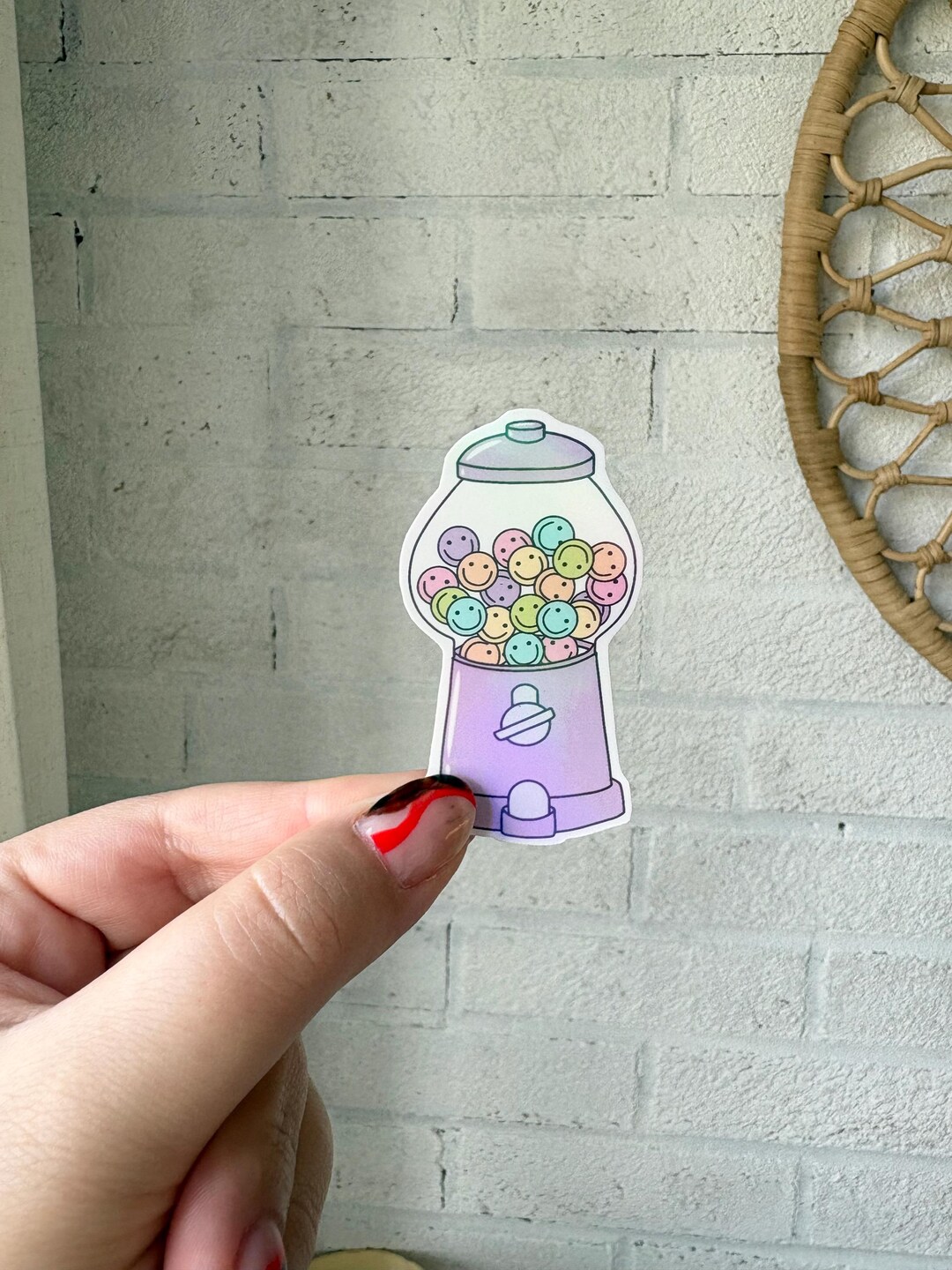 Smiley Happy Face Gumball Machine Sticker for Tumblers or Laptops Cute ...