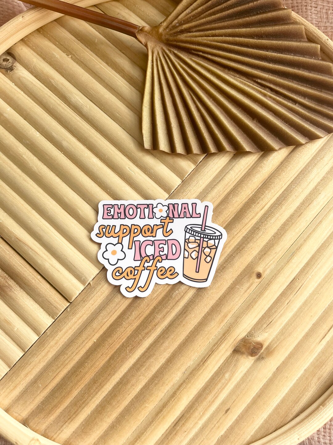 Emotional Support Iced Coffee Sticker, Waterproof Vinyl Sticker, Laptop ...