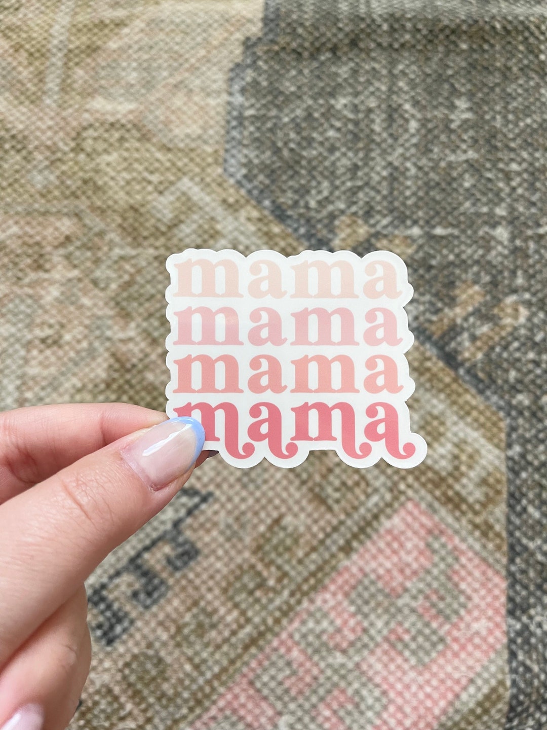 Gradient Pink Retro Mama Sticker Cute Vinyl Sticker Water Bottle ...