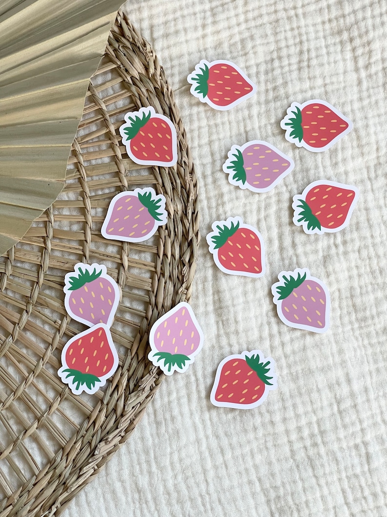 Tiny Strawberry Stickers, Vinyl Water Resistant Sticker Pack - Etsy