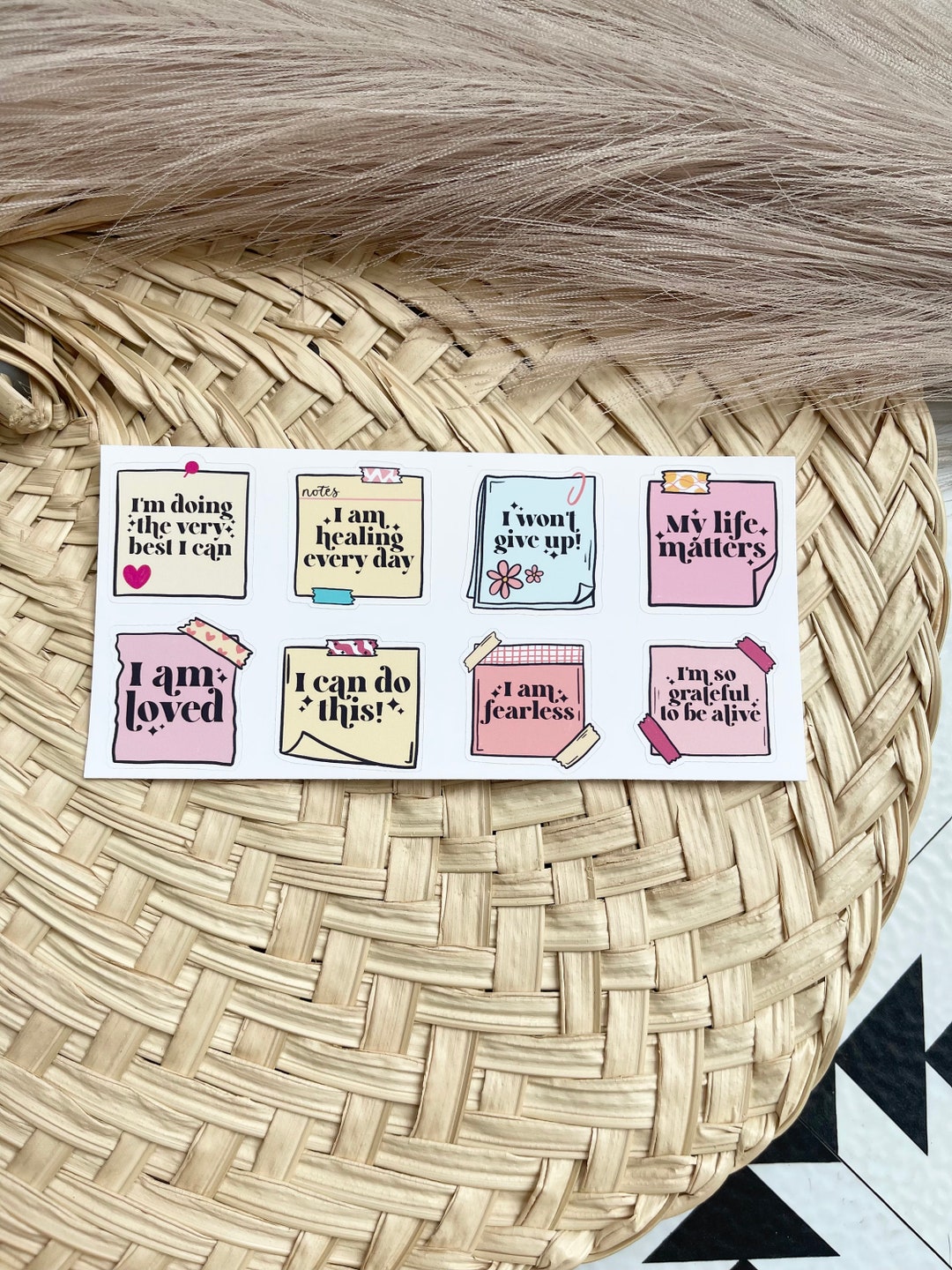 Positive Affirmation Sticky Note Planner Sticker, Journal Sticker ...