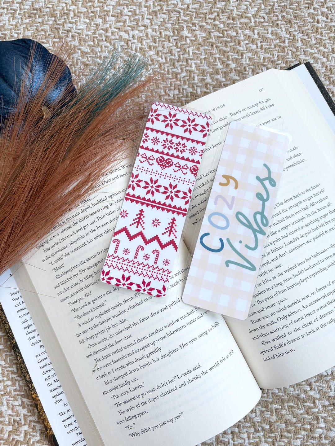 Fair Isle Sweater Cozy Laminated Bookmark for Book Lovers - Etsy