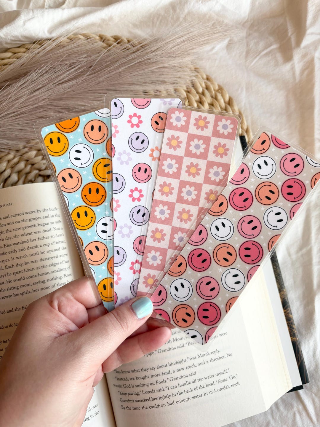 BOOKMARK Retro Happy Face Checker Print Laminated Bookmark - Choose ...