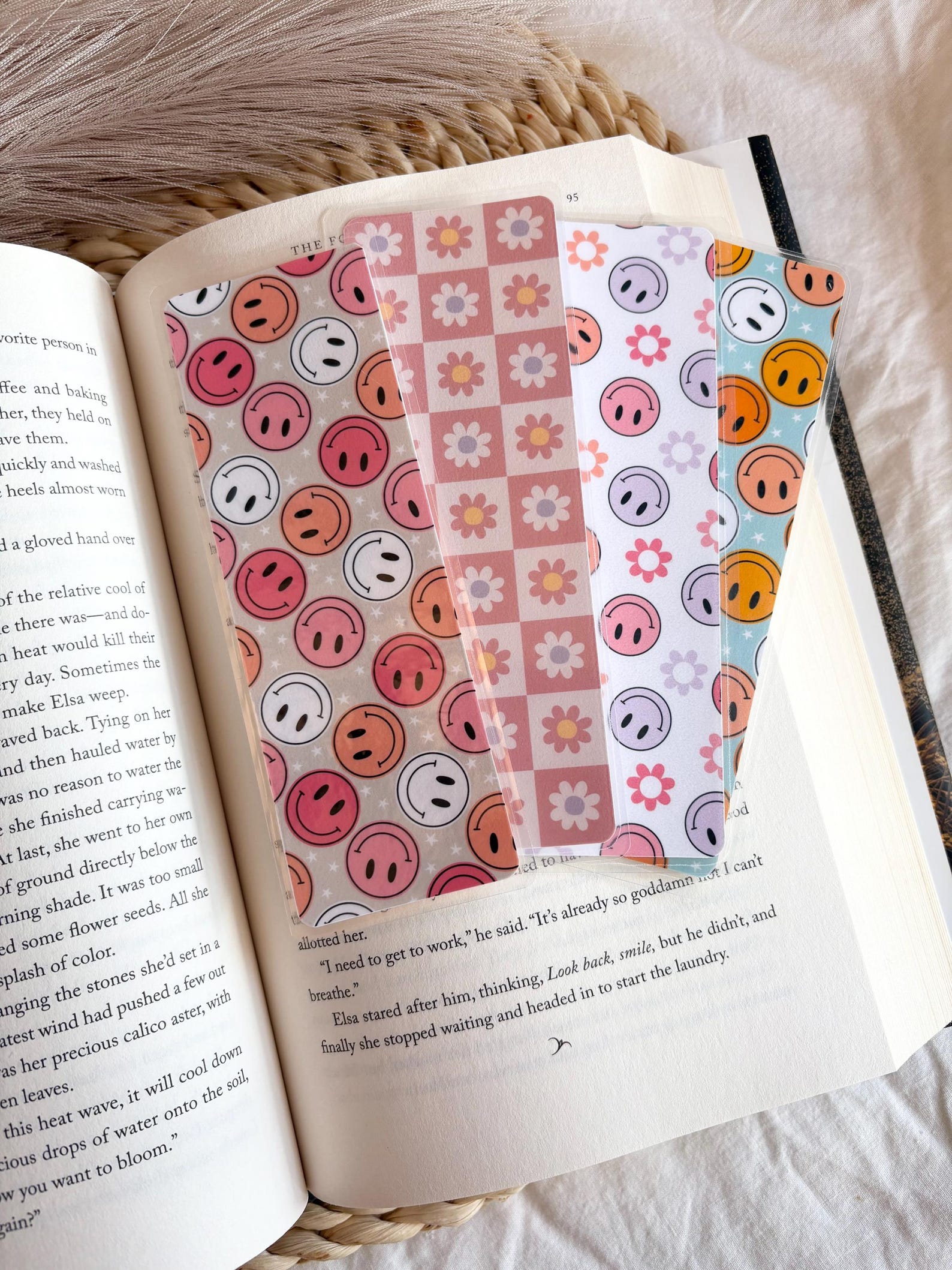 Laminated Bookmarks Retro Happy Face Checker Print Laminated Bookmark ...