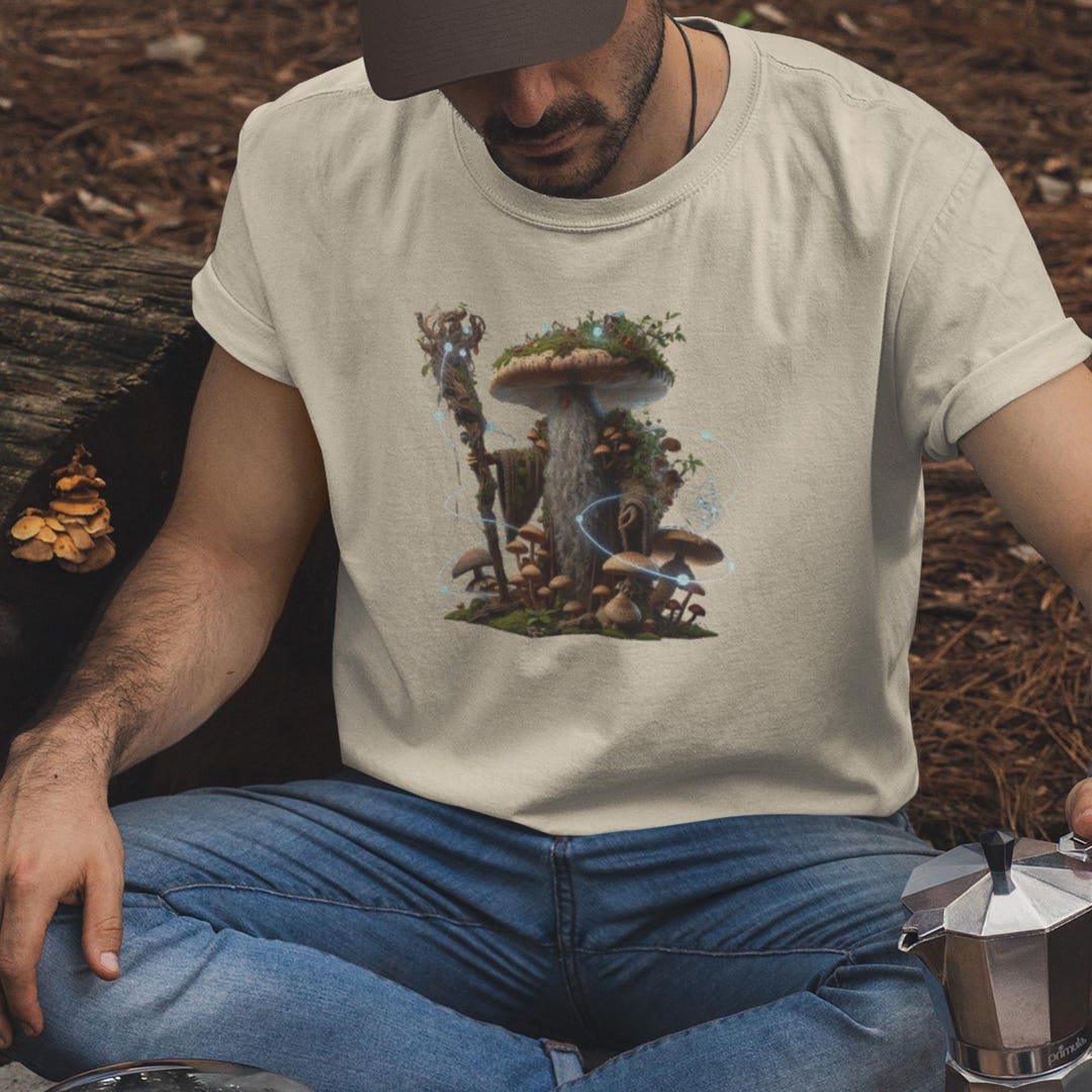 Forest Guardian T-shirt: Moss Beard Mushroom Wizard, Nature Spirit ...
