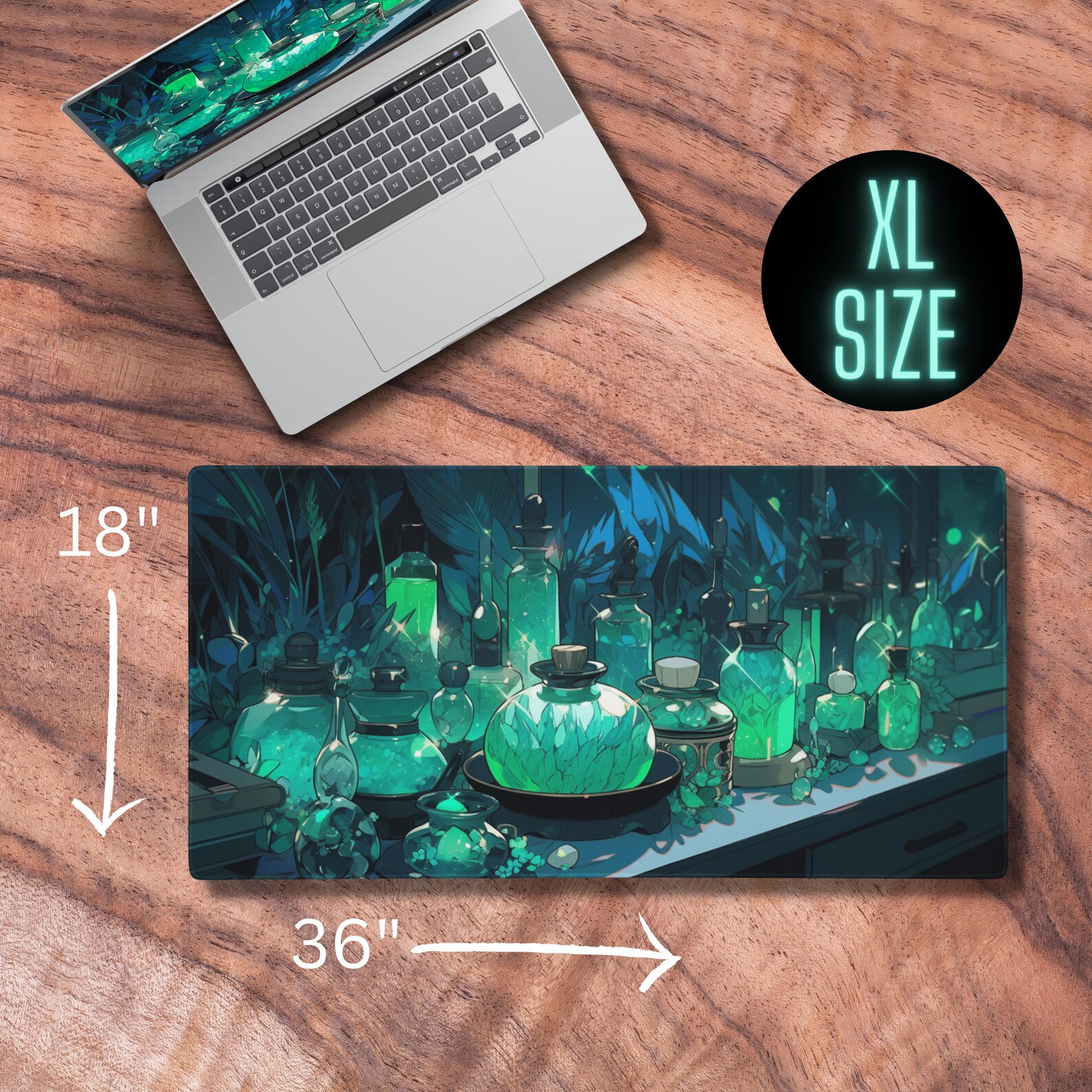 Lofi Desk Mat Deskpad Green Desk Mat Dark Academia Witchy - Etsy
