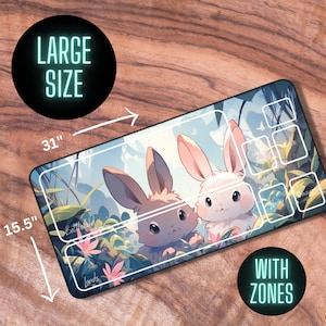 MTG Playmat Cute, Kawaii MTG Playmat With Zones, Bunny Themed Trading ...