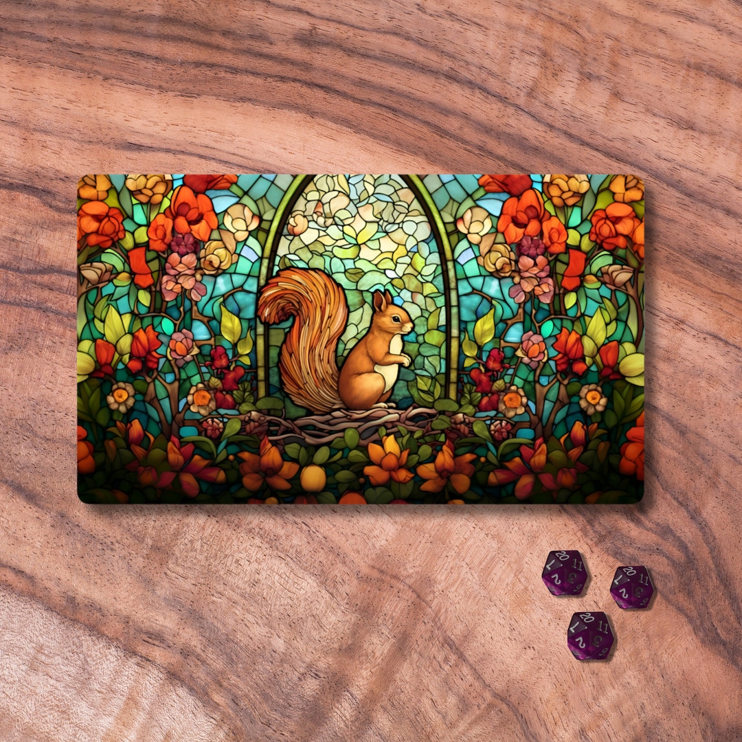 MTG Playmat Squirrel, Stained Glass Themed MTG Playmat Available With ...