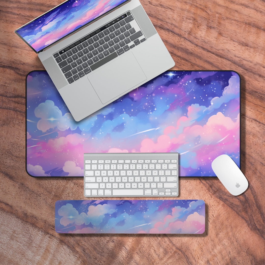 Deskmat Kawaii, Cute Pastel Mouse Pad, Cloud Keyboard Wrist Rest, Sky ...