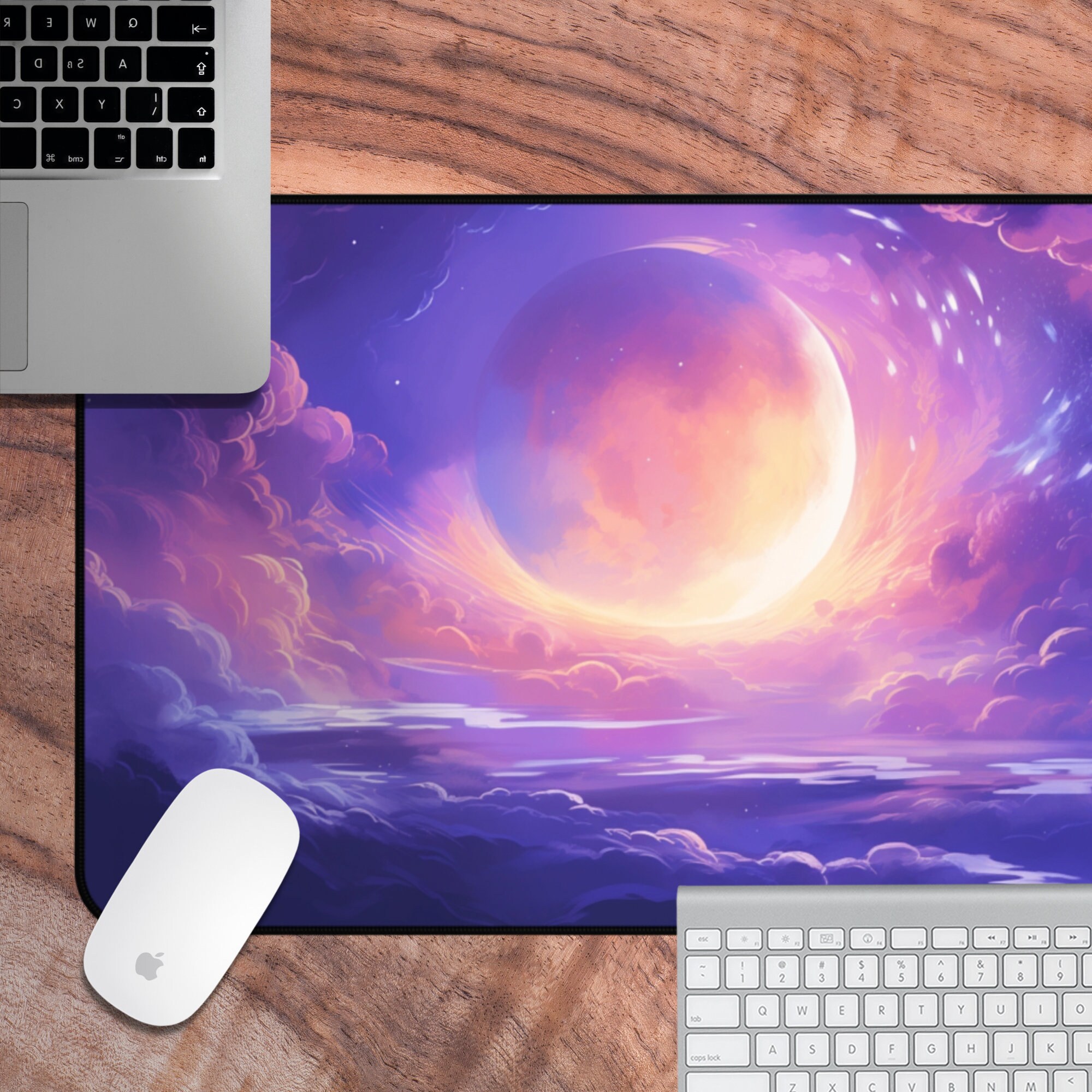 Purple Lunar MTG Playmat With Zones Lavender Moon Gaming - Etsy