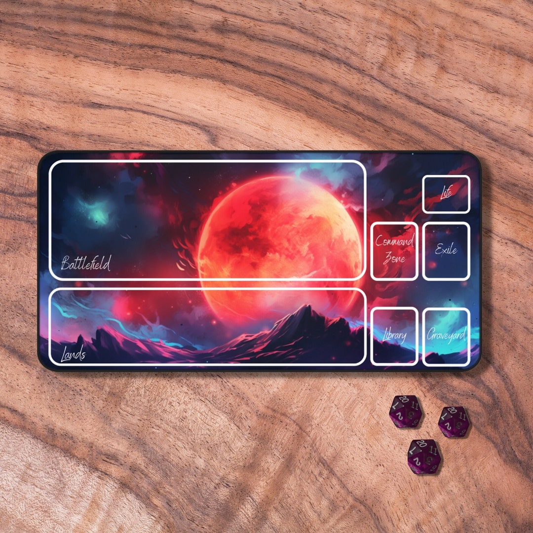 MTG Playmat With Zones, Red and Blue TCG Playmat, Card Playmat, MTG ...