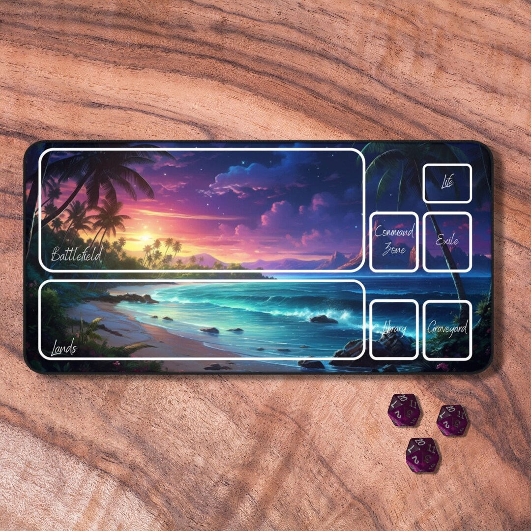 MTG Playmat, TCG Playmat, Beach Themed Gaming Desk Mat, Sunset Mouse ...