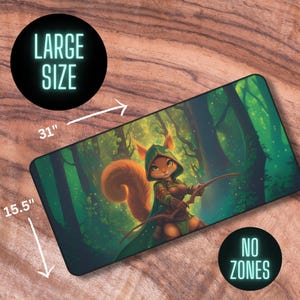 MTG Playmat With Zones, Cute Squirrel Themed MTG Playmat, Green Forest ...