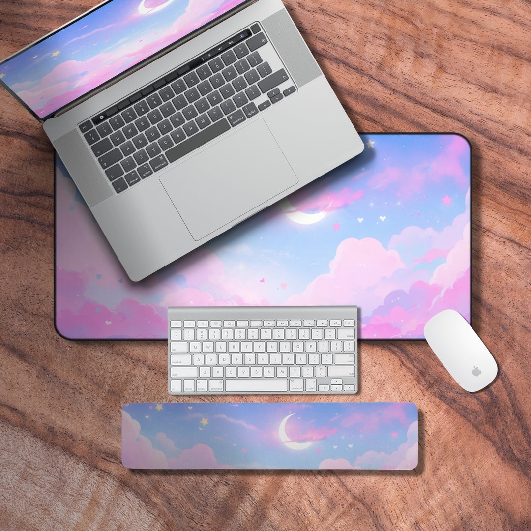Desk Mat Kawaii, Cute Pink Gaming Mouse Pad, Anime Sky Themed Laptop ...