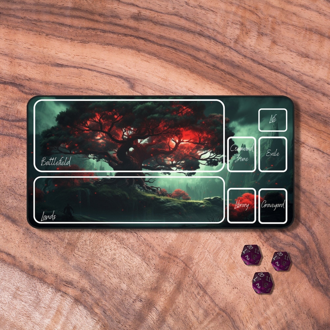 MTG Playmat Green and Red, MTG Playmat With Zones, Trading Card Game ...